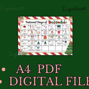 Printable December National Days Calendar, Fun Family Calendar ...