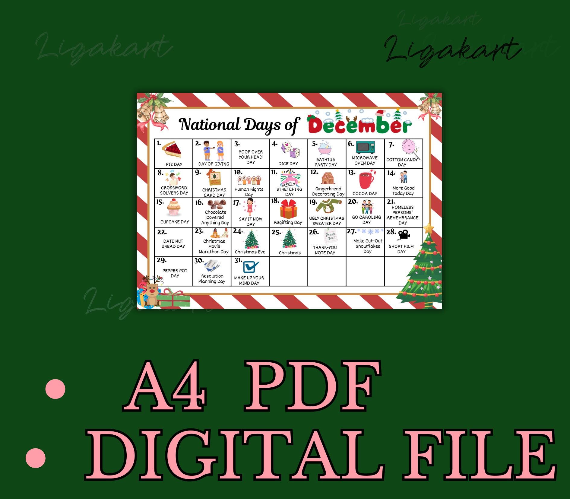 Printable December National Days Calendar, Fun Family Calendar ...