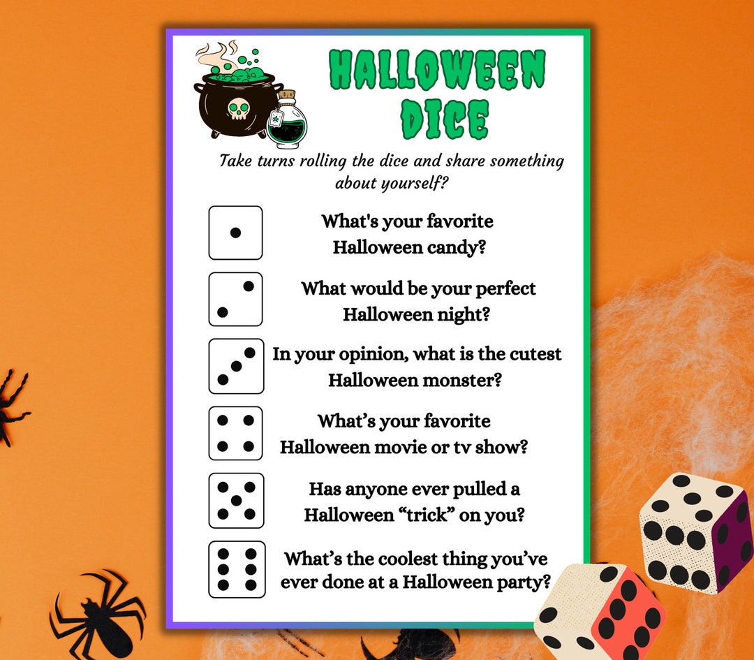 Halloween Dicebreaker Game, Halloween Party Game, Halloween Icebreaker ...