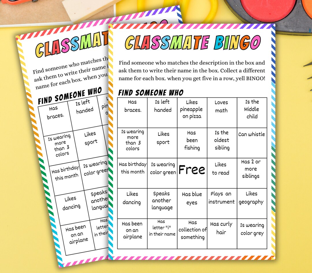 Back to School Game, Classmate Find Someone Who Bingo, First Day of ...