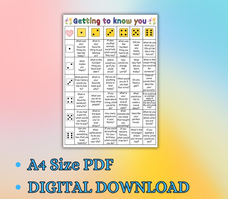 Dicebreaker, Back to School, Icebreaker Activity, Games for Kid ...