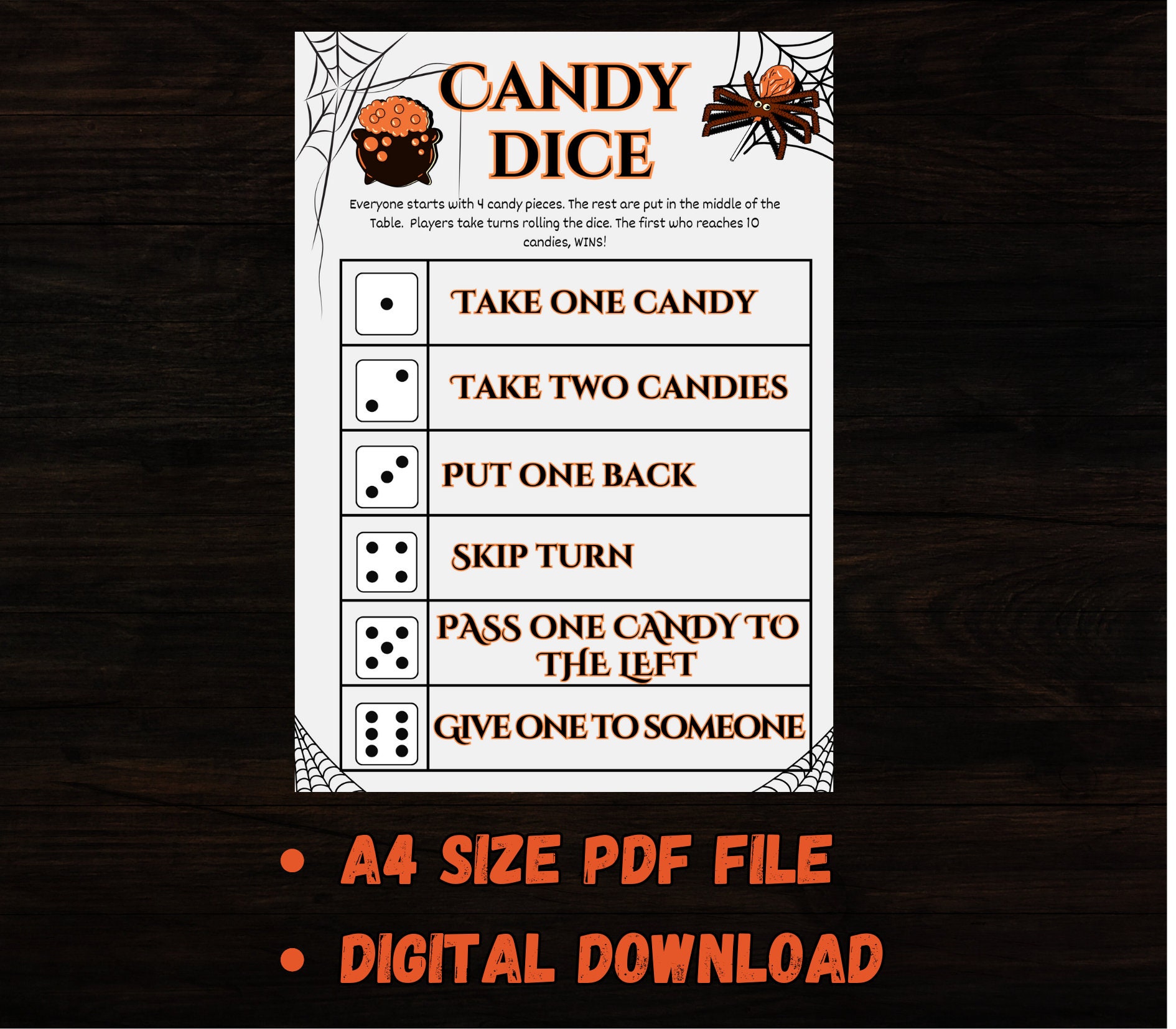 Halloween Candy Dice Game, Halloween Activity, Halloween Party Game ...