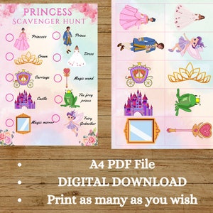 Princess Treasure Hunt, Kids Birthday Party Games, Fairy Tale Scavenger ...
