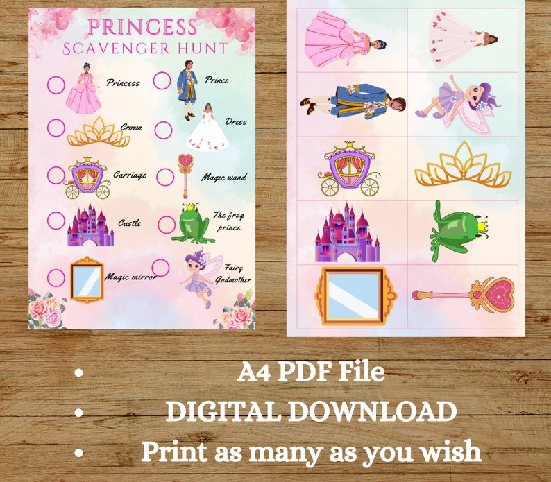 Princess Treasure Hunt, Kids Birthday Party Games, Fairy Tale Scavenger ...