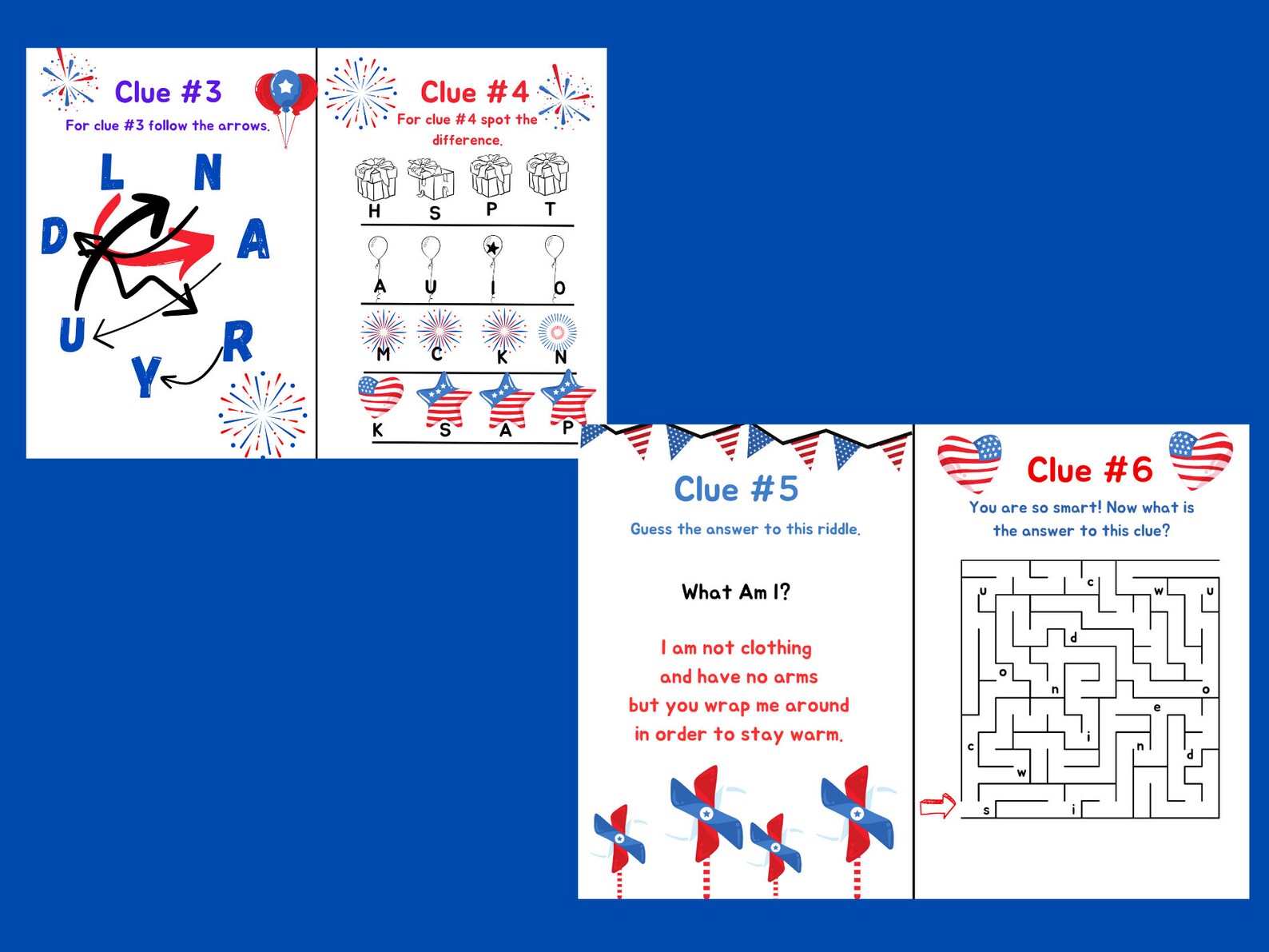 4th of July Treasure Hunt for Kids, Independence Day Scavenger Hunt for ...