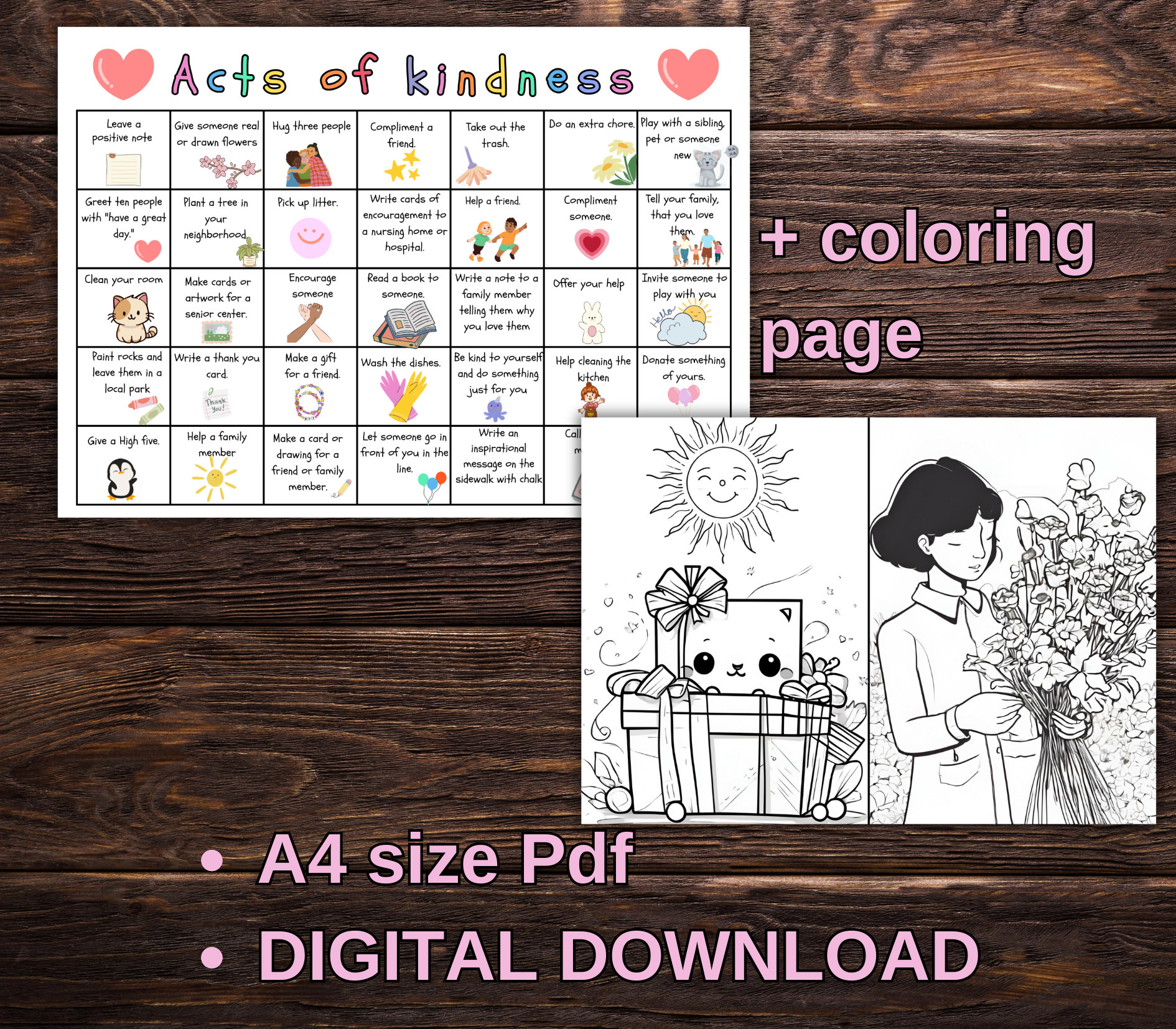Acts of Kindness Calendar, Kindness Activities for Kids, Random Acts of ...