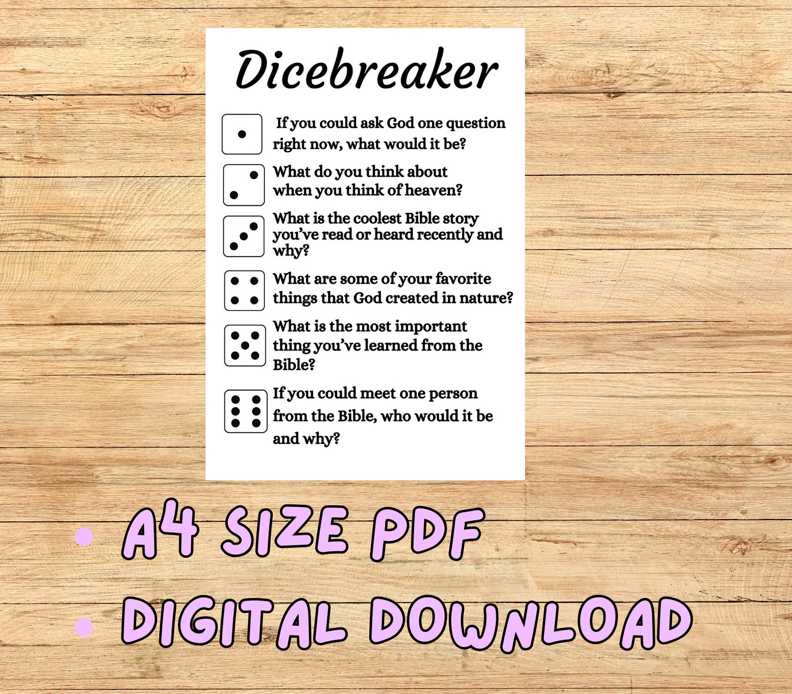 Icebreaker Game, Christian Dicebreaker for Kids, Sunday School Game ...