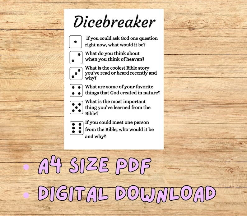 Icebreaker Game, Christian Dicebreaker for Kids, Sunday School Game ...