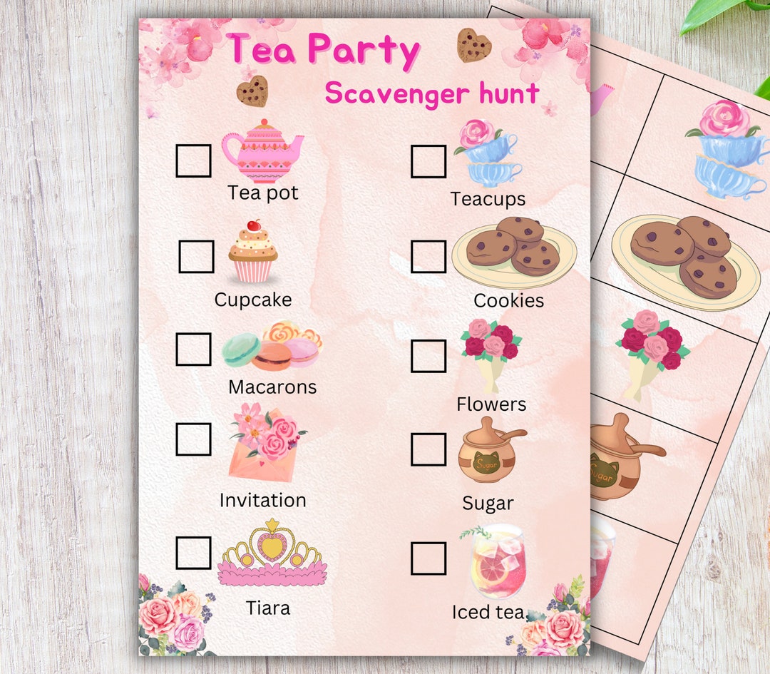 Tea Party Scavenger Hunt, Printable Teaparty Scavenger Game, School ...