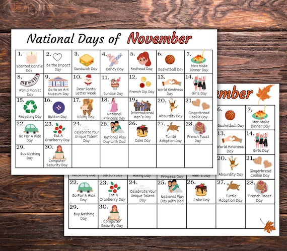 Calendar November Decorations