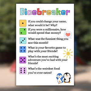 Dicebreaker Roll and Tell Game, Back to School, Icebreaker Activity for ...