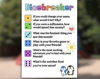 Dicebreaker Roll and Tell Game, Back to School, Icebreaker Activity for ...
