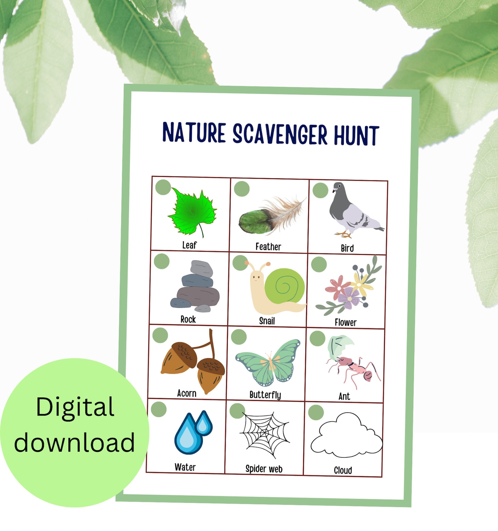 Outdoor Scavenger Hunt Game, Children Party Game, Outdoor Activities ...