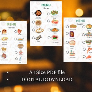 Pretend Play Restaurant Menu, Kids Kitchen (digital Download) - Etsy