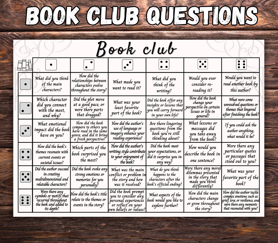 Book Club Discussion Questions Printable, Bookclub Cards, Discussion ...