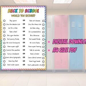 Back to School Game Printable, Back to School Would You Rather ...