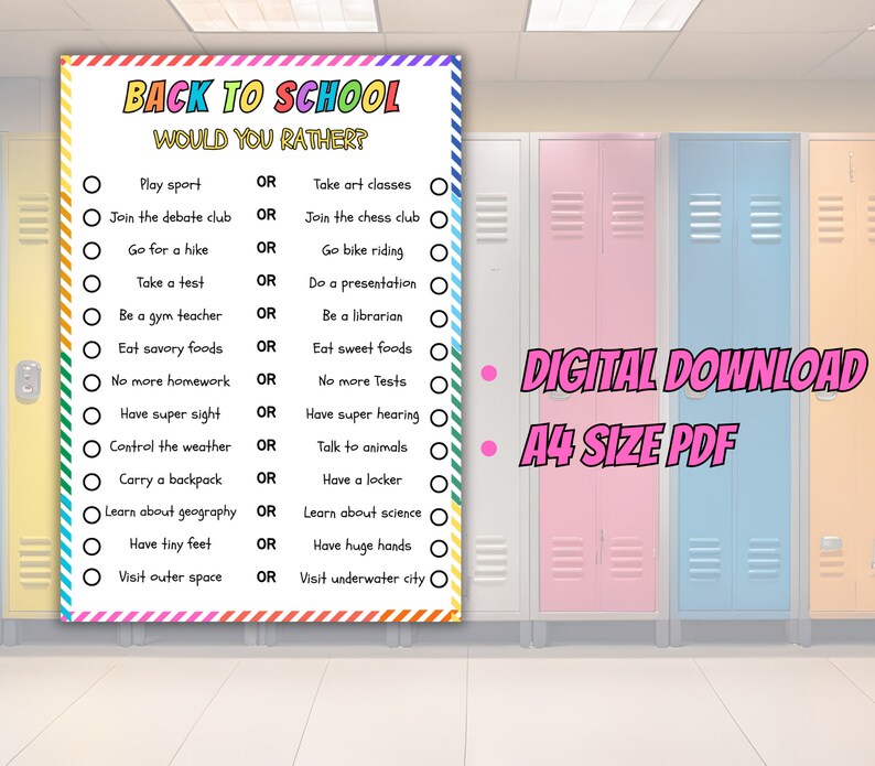 Back to School Game Printable, Back to School Would You Rather ...