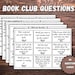 Book Club Discussion Questions Printable, Bookclub Cards, Discussion ...