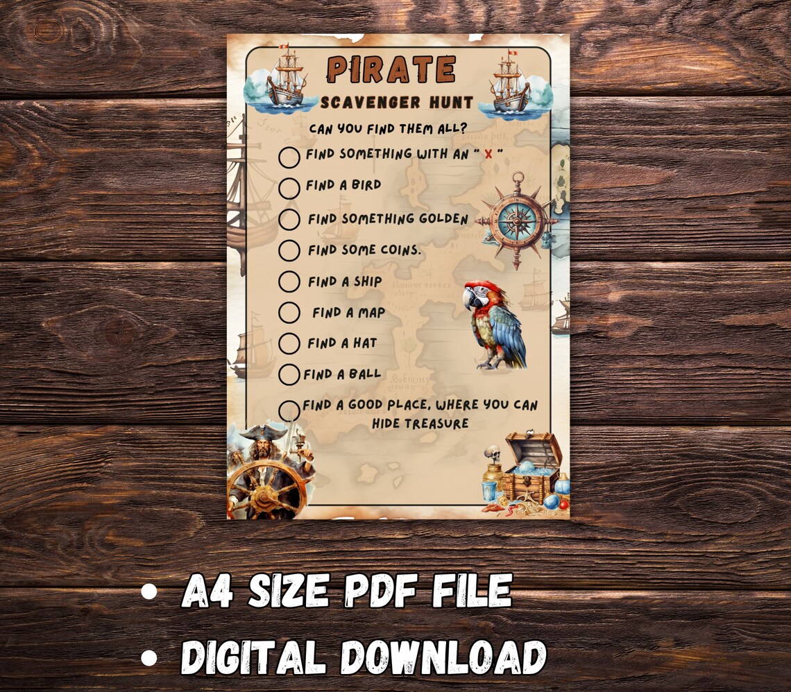 Pirate Themed Scavenger Hunt, Child / Kids Birthday Party Games, Pirate ...