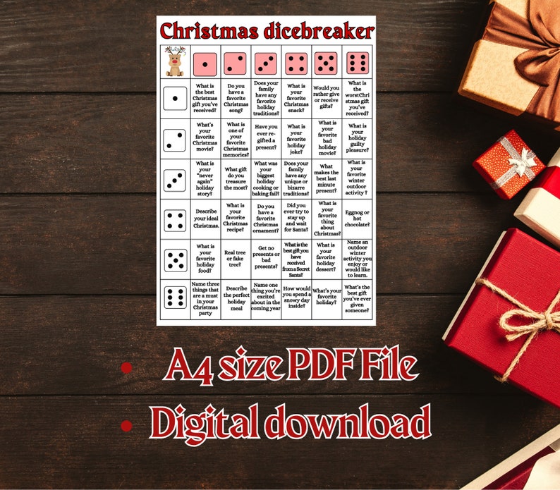Christmas Dicebreaker, Christmas Icebreaker Game, Icebreaker Activity ...