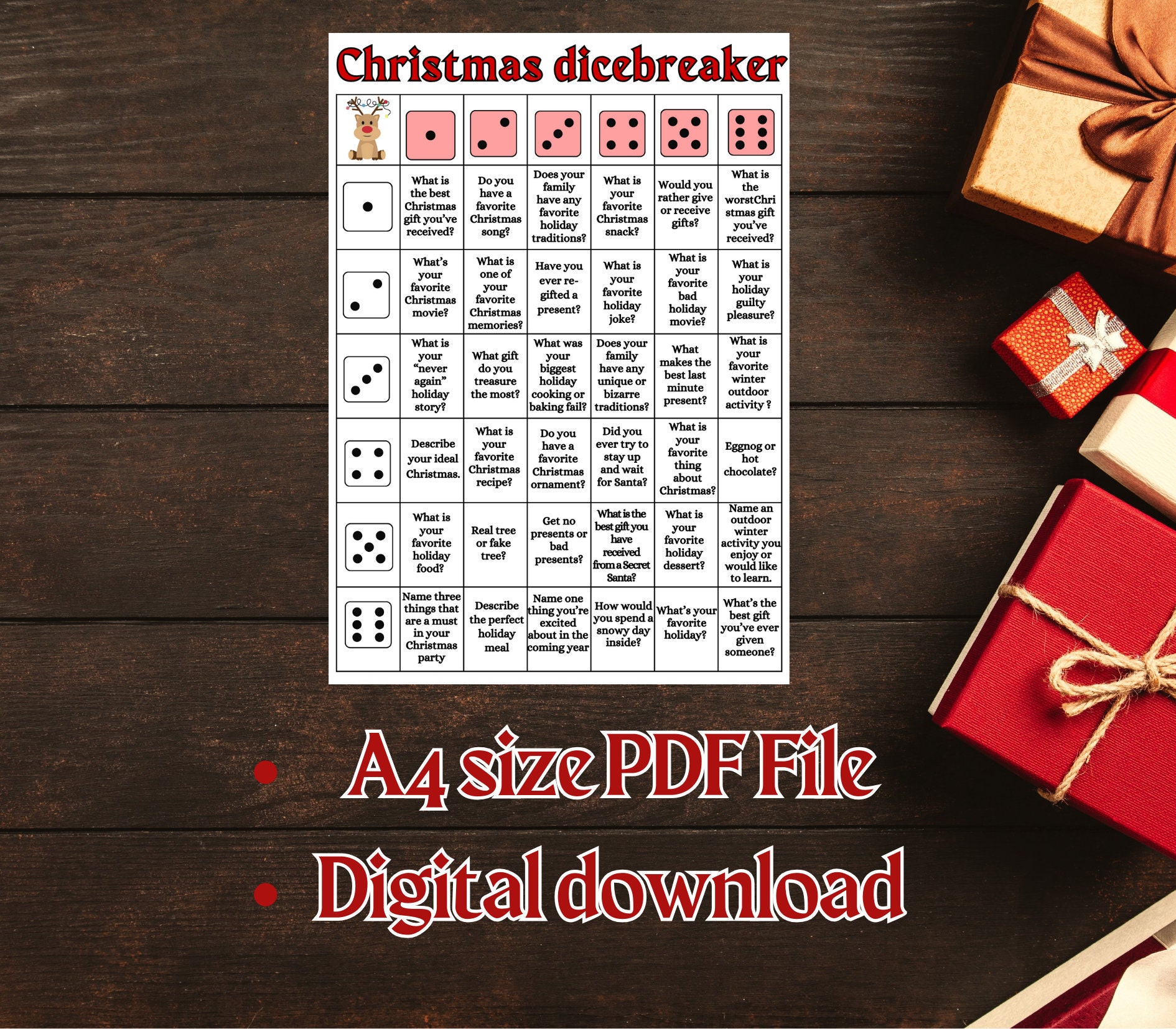 Christmas Dicebreaker, Christmas Icebreaker Game, Icebreaker Activity ...
