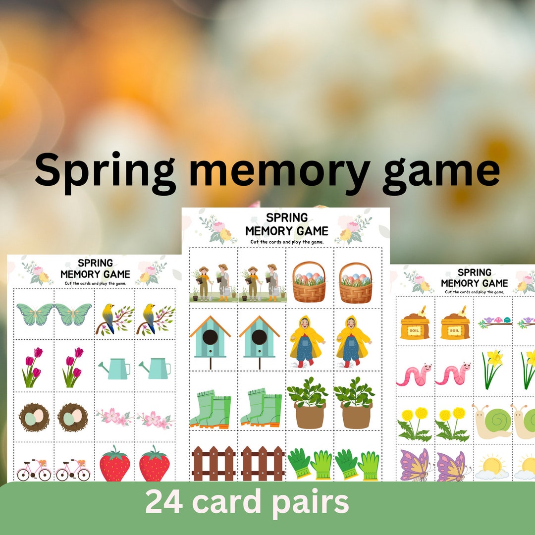 Spring Memory Game, Printable Easter Spring Matching Game, Spring Game ...