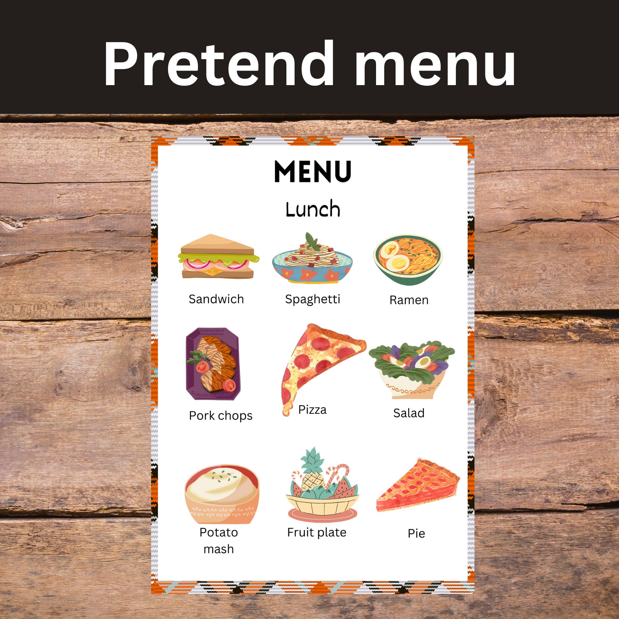 Printable Pretend Play Menus Printable Kids Breakfast Lunch - Etsy UK