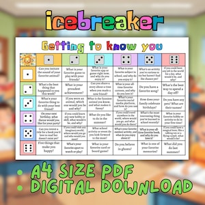 Icebreaker Game, Getting to Know You, Fun Dicebreaker, Back to School ...