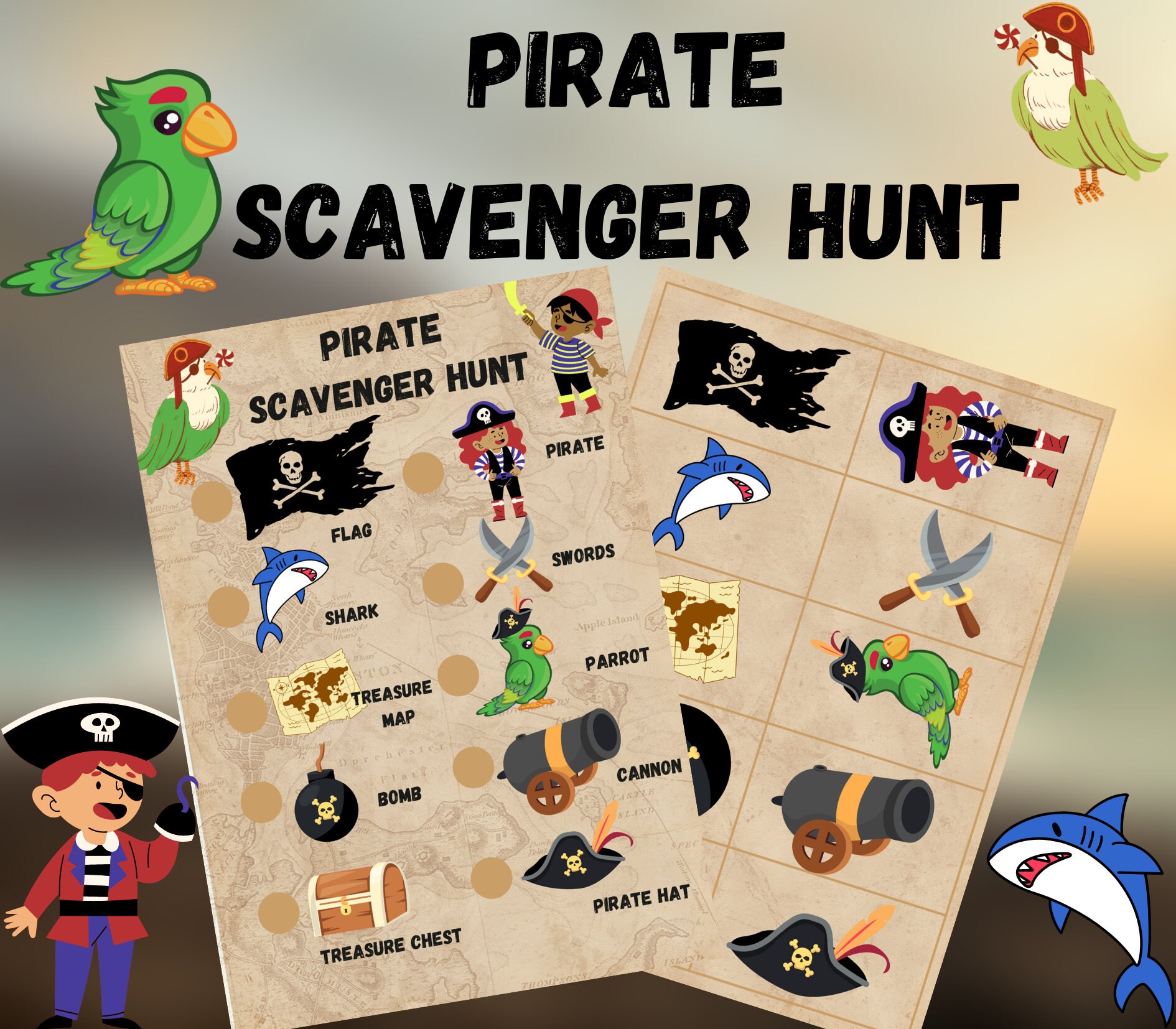 Pirate Themed Scavenger Hunt Child / Kids Birthday Party - Etsy