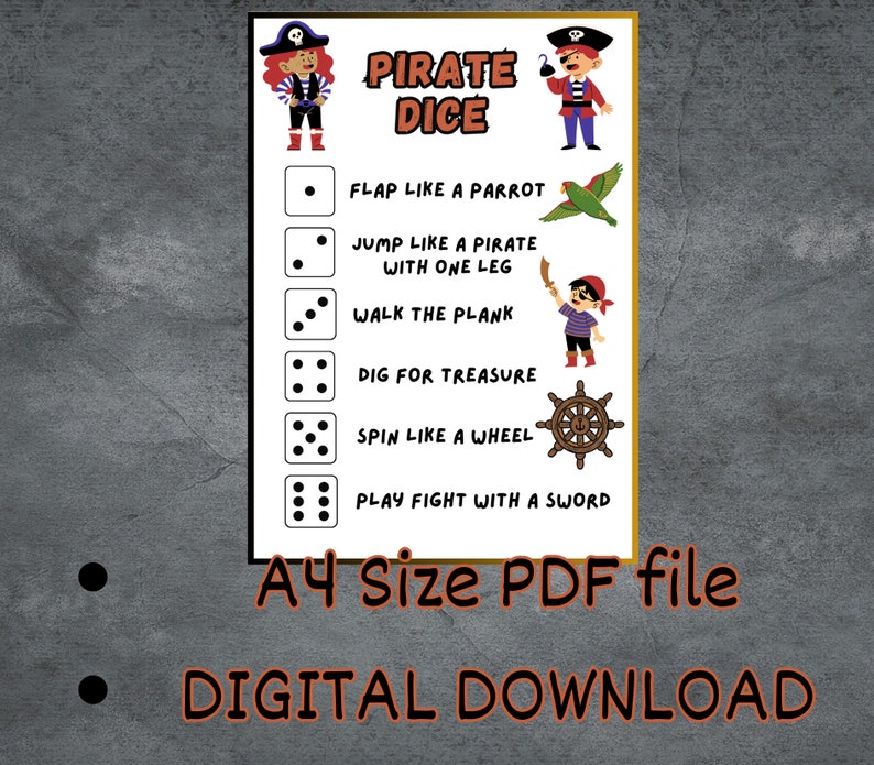 Dicebreaker Pirate Game, Exercise Game, Pirate Game, Pirate Party Game ...