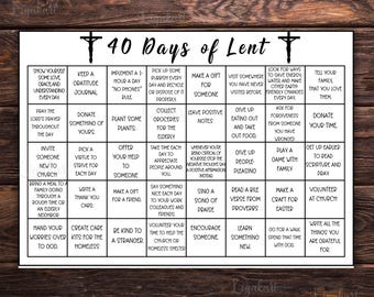 Lent Activity Calendar for Kids, 40 Days Lenten Calendar, Ash Wednesday ...