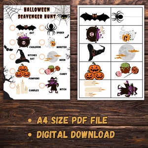 Halloween Scavenger Hunt, Fall Scavenger Hunt, Printable for Kids ...