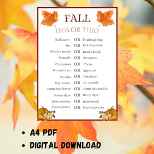 Fall This or That Game, Printable Autumn Party Game, Fall Time ...