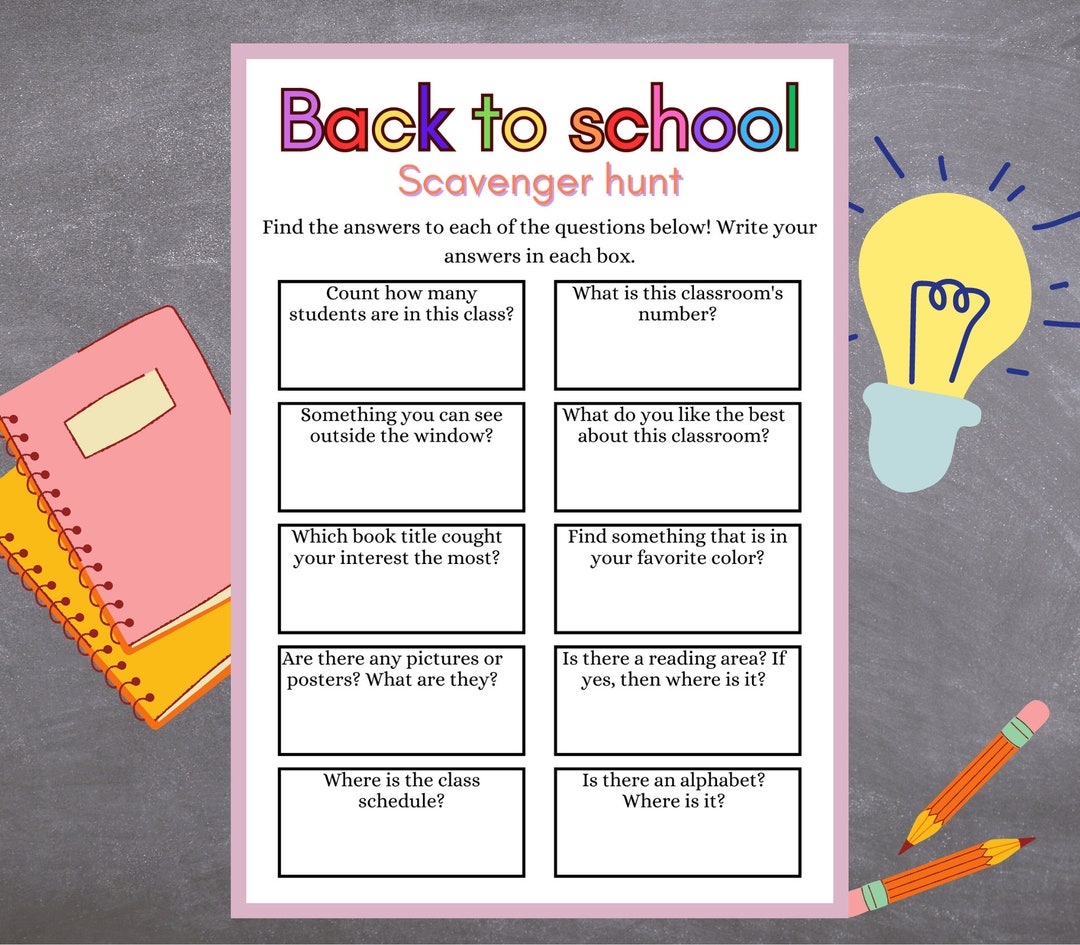 Back to School Classroom Scavenger Hunt First Day of School - Etsy
