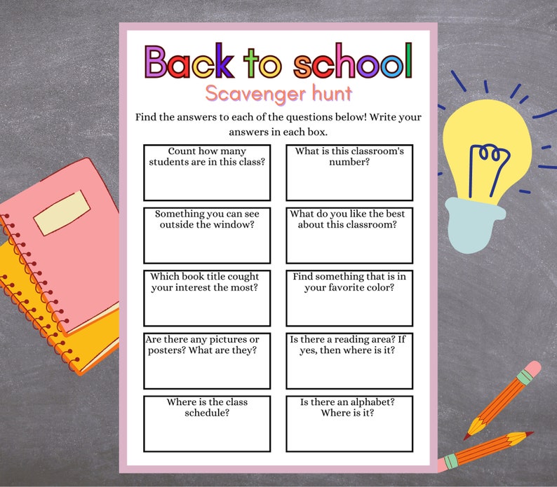 Back to School Classroom Scavenger Hunt First Day of School - Etsy