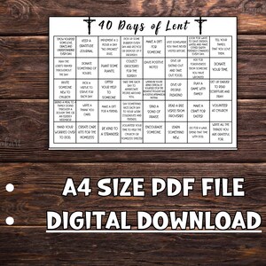 Lent Activity Calendar for Adults, 40 Days Lenten Calendar, Ash ...