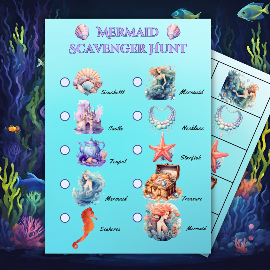 Mermaid Themed Treasure Hunt, Kids Birthday Party Games, Under the Sea ...