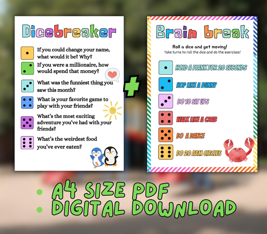 Dicebreaker Roll and Tell Game, Back to School, Icebreaker Activity for ...