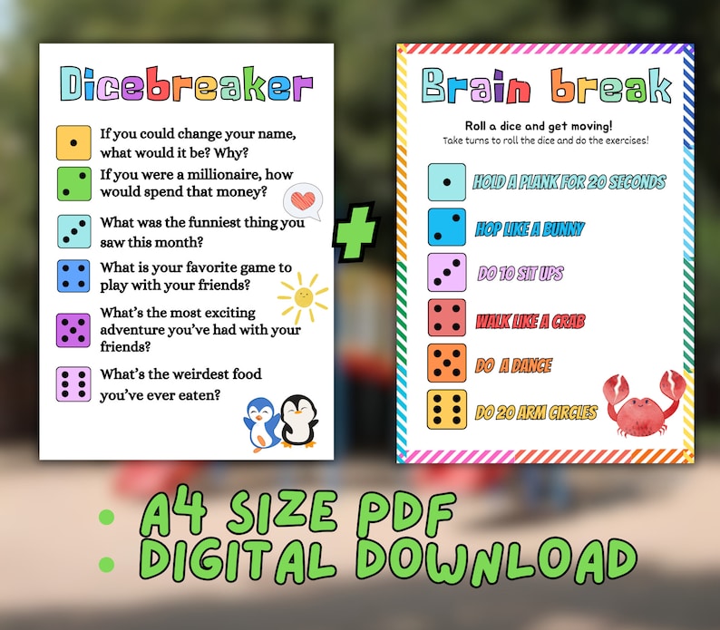 Dicebreaker Roll and Tell Game, Back to School, Icebreaker Activity for ...