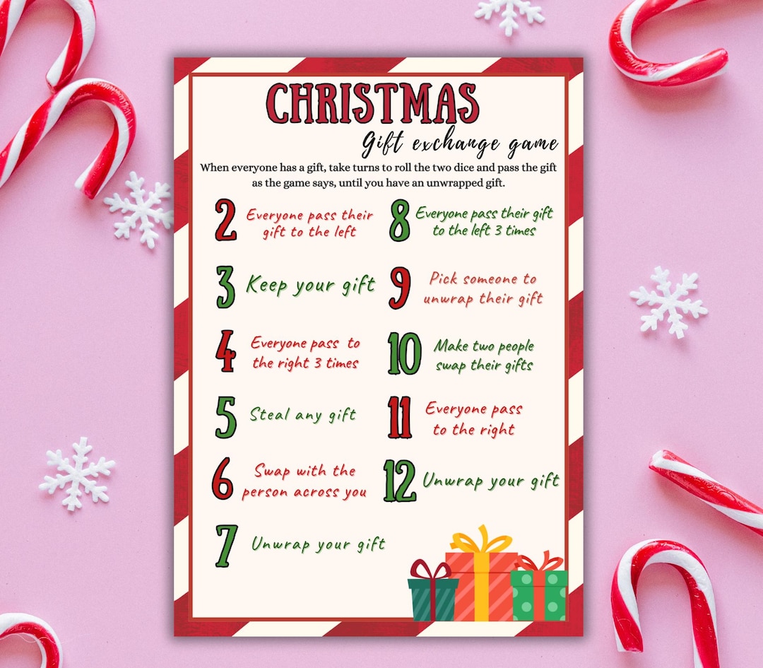 Secret Santa, Roll the Dice Holiday Gift Exchange Game, Christmas Gift ...