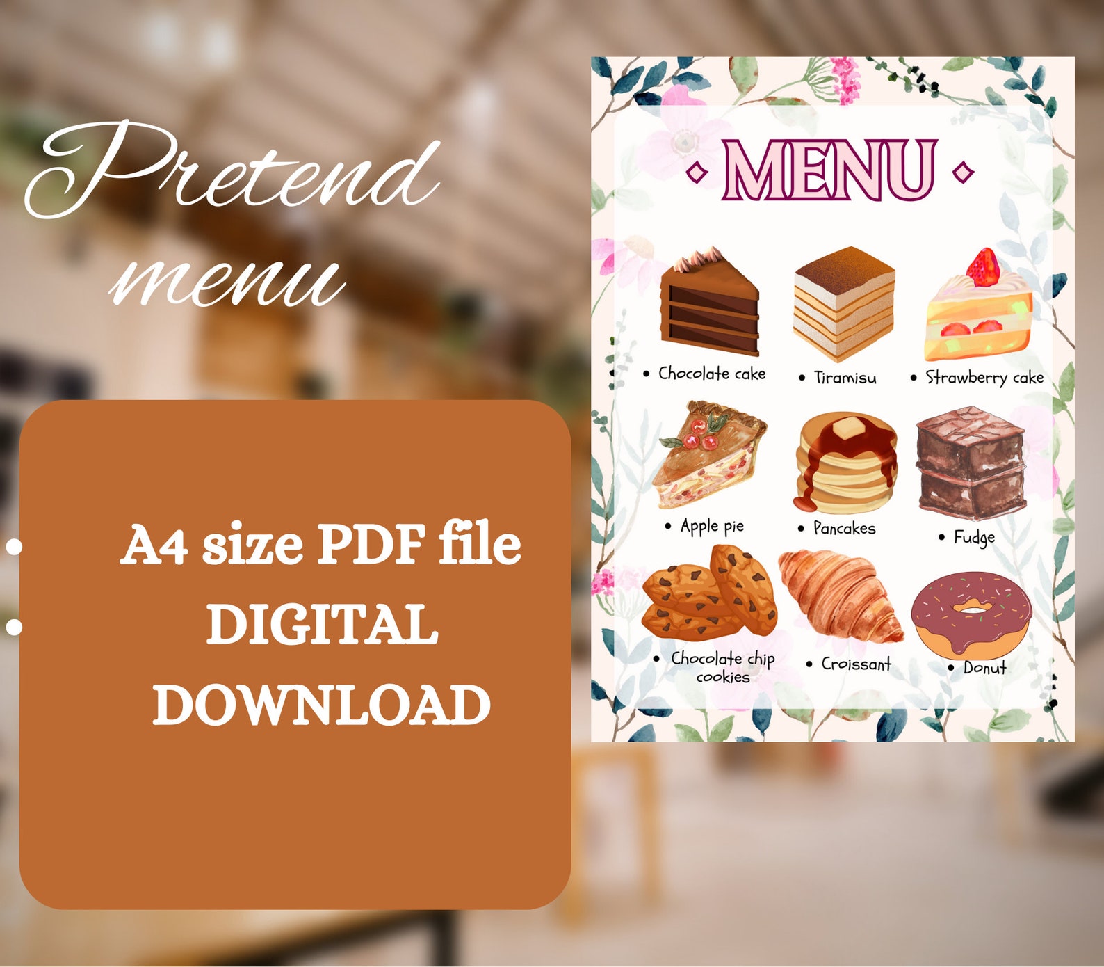 Pretend Play Restaurant Menu, Kids Kitchen Play Menus, Preschool Kids ...