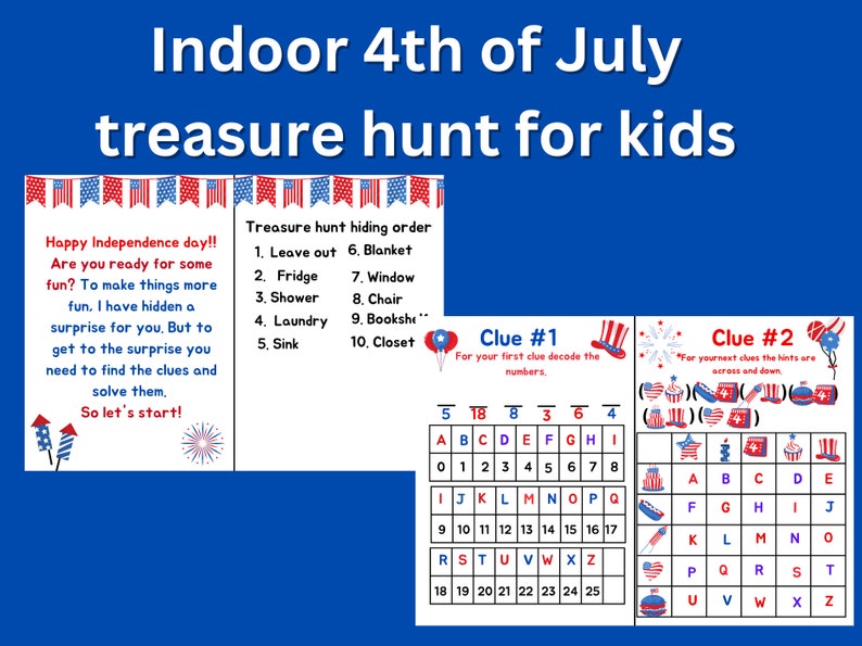 4th of July Treasure Hunt for Kids, Independence Day Scavenger Hunt for ...