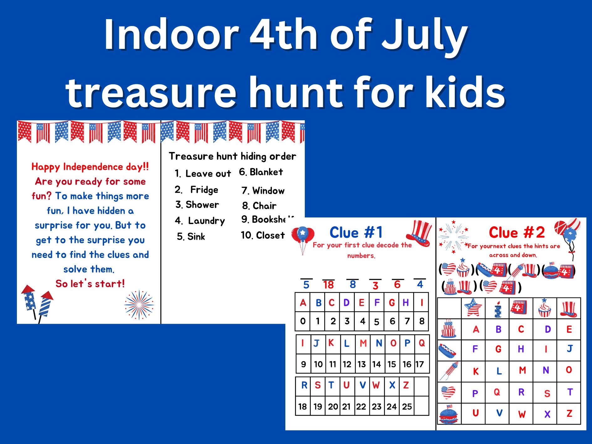 4th of July Treasure Hunt for Kids, Independence Day Scavenger Hunt for ...