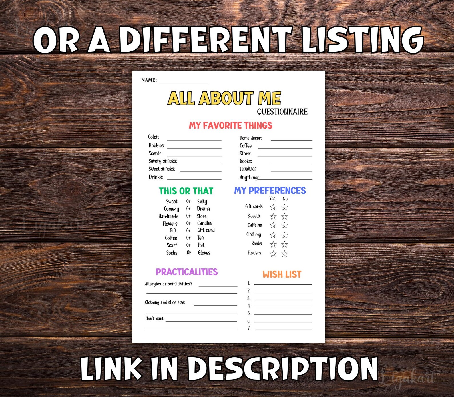 Employee Favorite Things Survey, Co-worker All About Me List, Employee ...
