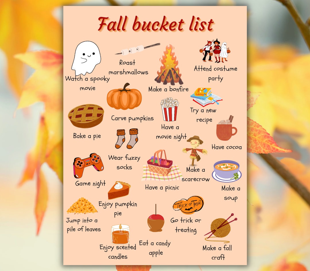 Fall Bucket List, Fall to Do List, Fall Time Activities for Adults ...