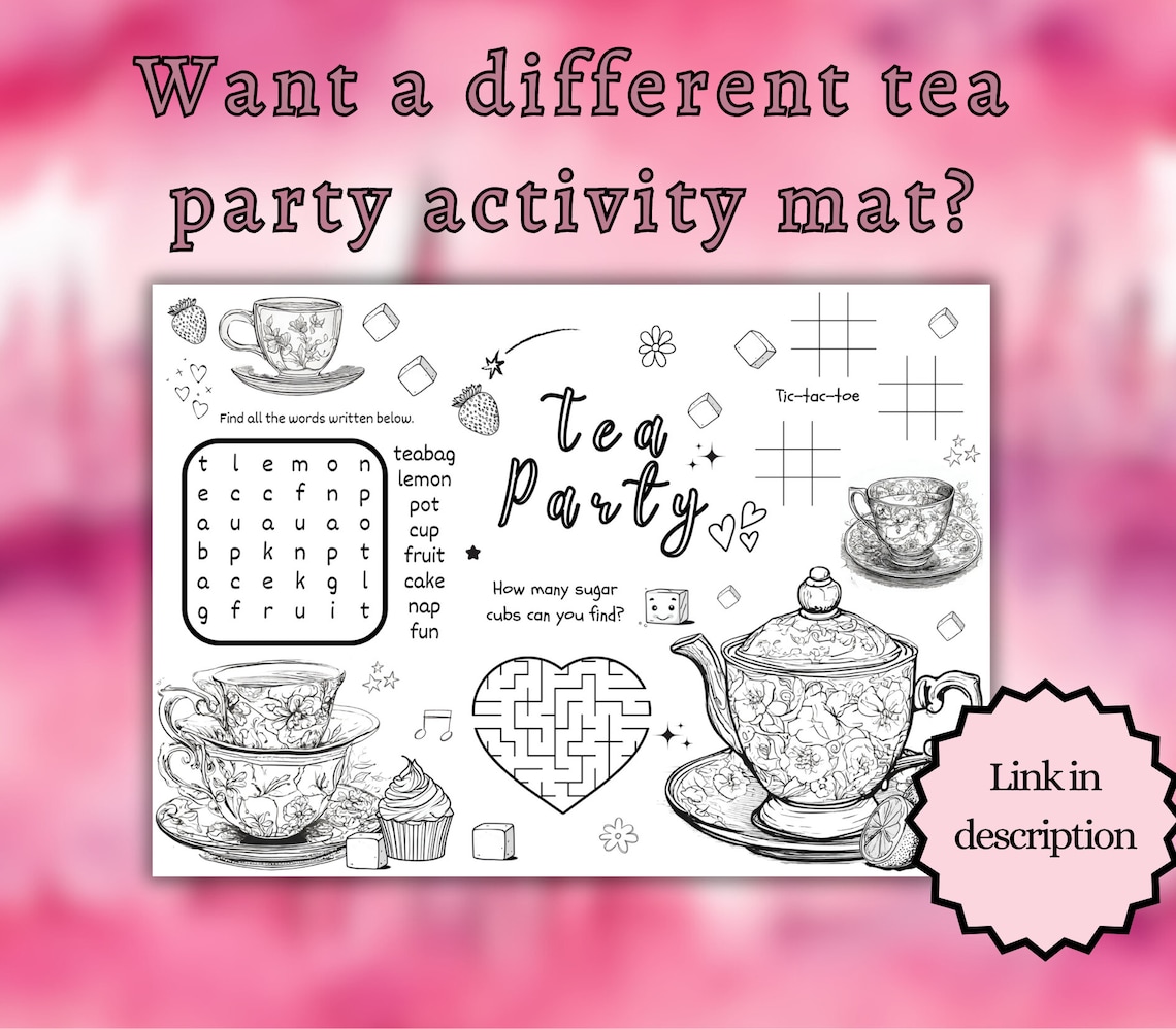 Kids Tea Party Activity & Coloring Sheet, Tea Party Games, Princess ...
