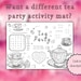Kids Tea Party Activity & Coloring Sheet, Tea Party Games, Princess ...