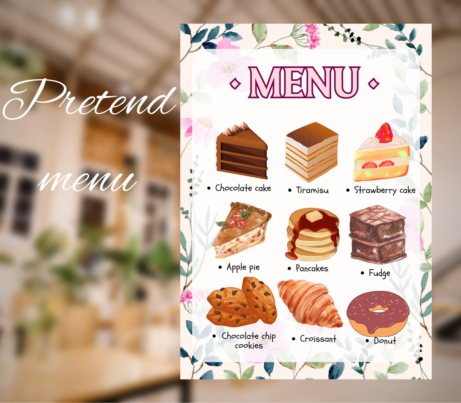 Pretend Play Restaurant Menu, Kids Kitchen Play Menus, Preschool Kids ...
