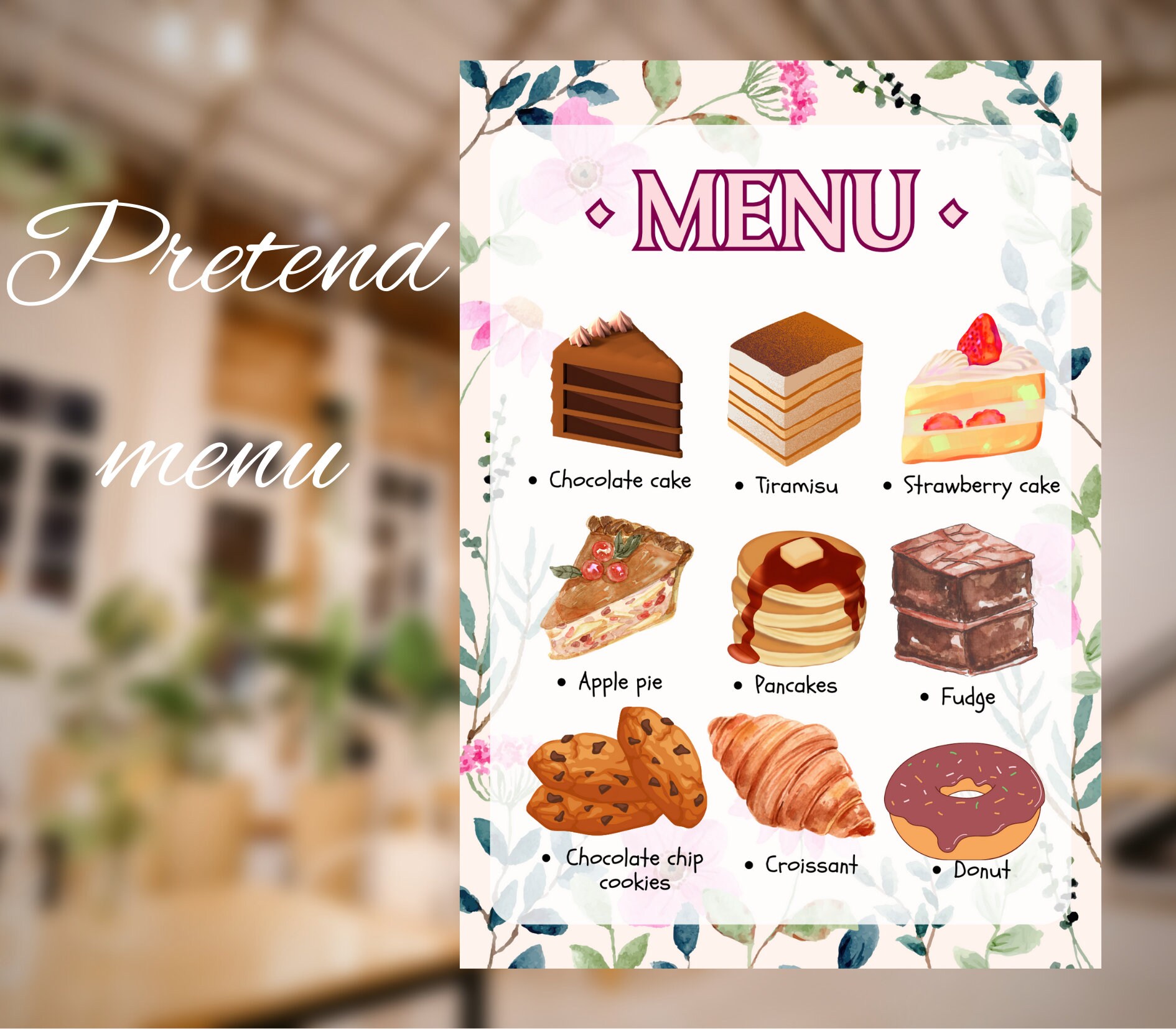 Pretend Play Restaurant Menu, Kids Kitchen Play Menus, Preschool Kids ...