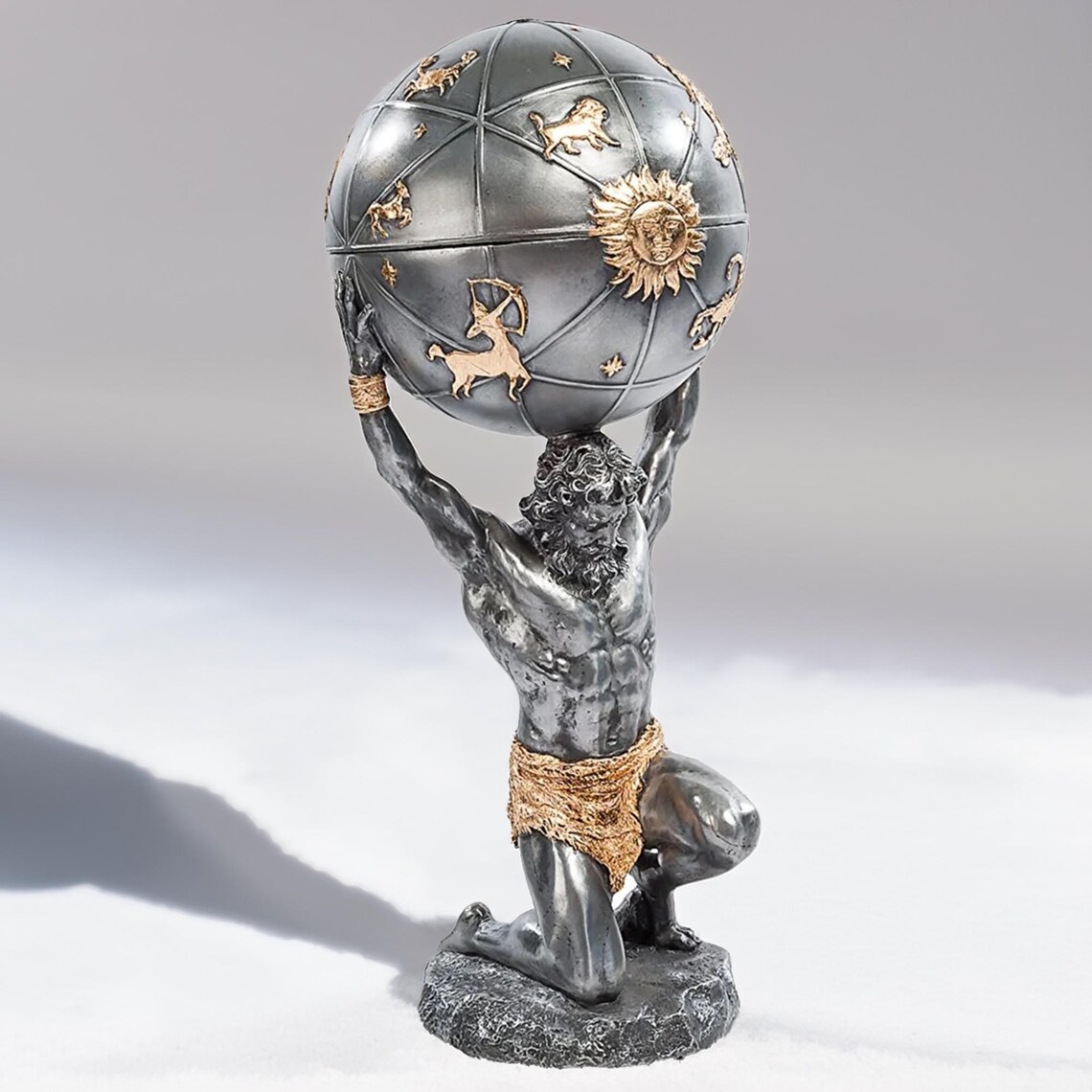 Large Atlas Statue: Greek Mythology Decor With Zodiac Globe - Etsy